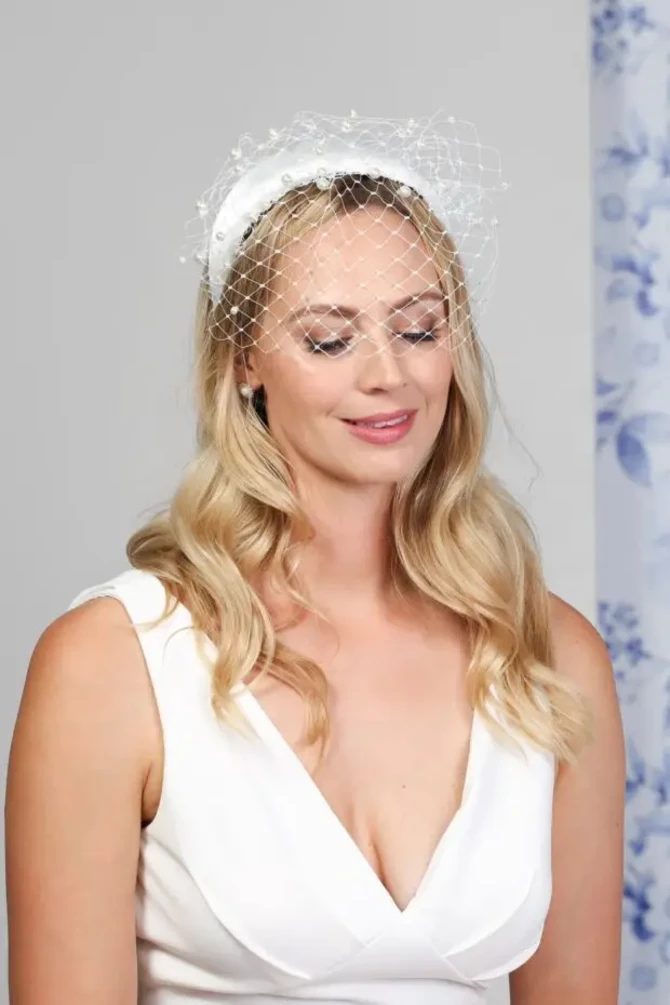 Richard Designs | Always & Forever - Modern Pearl Birdcage Veil ...